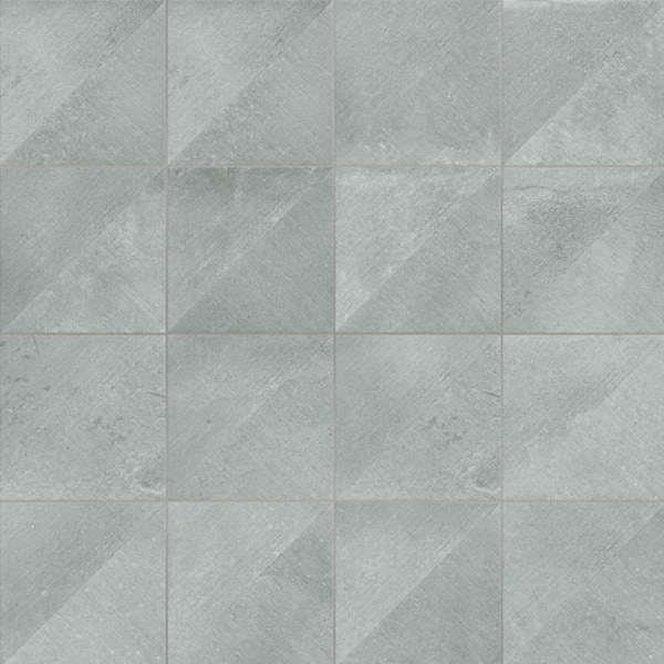 Merola Tile Aspdin Rigato Grey 9-3/4 in. x 9-3/4 in. Porcelain Floor ...