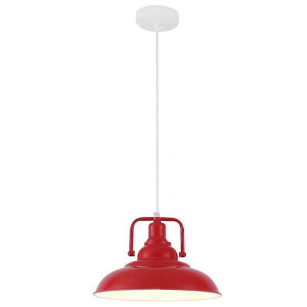 ADSENSTY 1 Light Red Dome Industrial Pendant Light with Metal Shade,No ...