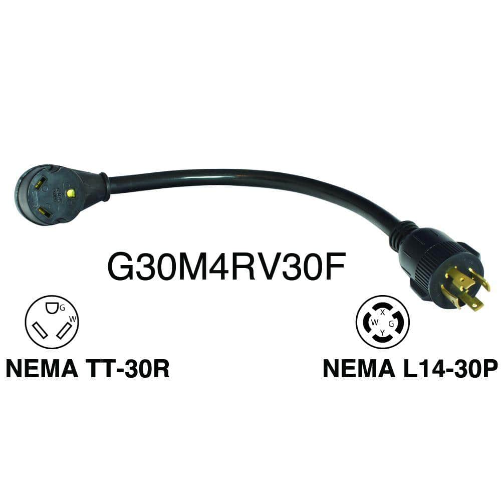 Rodale 30 Amp Generator 4 Prong to RV30 Amp Adapter cord G30M4RV30F ...