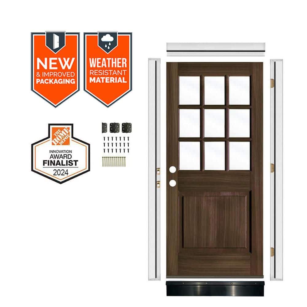 Krosswood Doors 36in.x80in. Hemlock Right-Hand 9-Lite Clear Glass Black ...