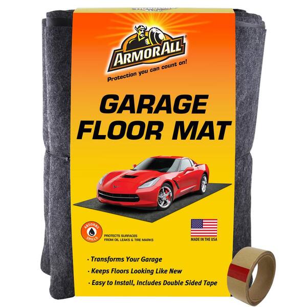 Armor All Garage Floor Mat 7 ft. 4 in. W x 17 ft. L Charcoal Commercial/Residential Absorbent ...