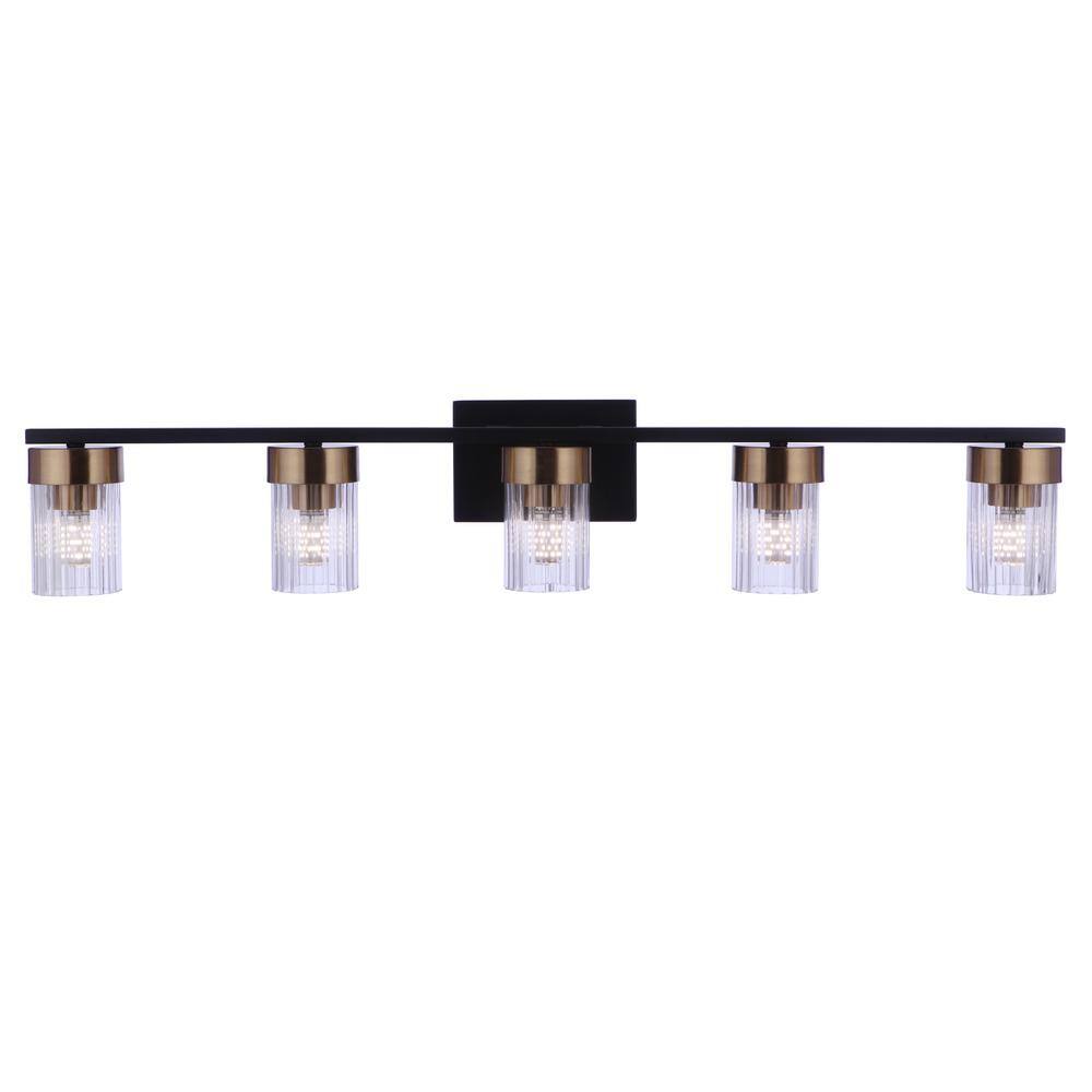 CRAFTMADE Bond Street 35 in. 5-Light Flat Black/Satin Brass Finish ...