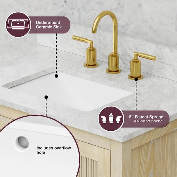 Home Decorators Collection Arcott 31 in. Single Sink Fluted Natural ...