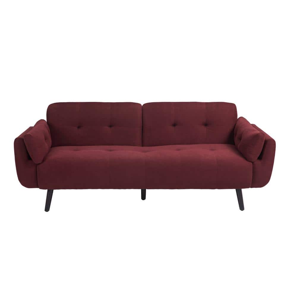 Uixe 75.1 in. W Red Modern Polyester Upholstered Convertible Folding ...