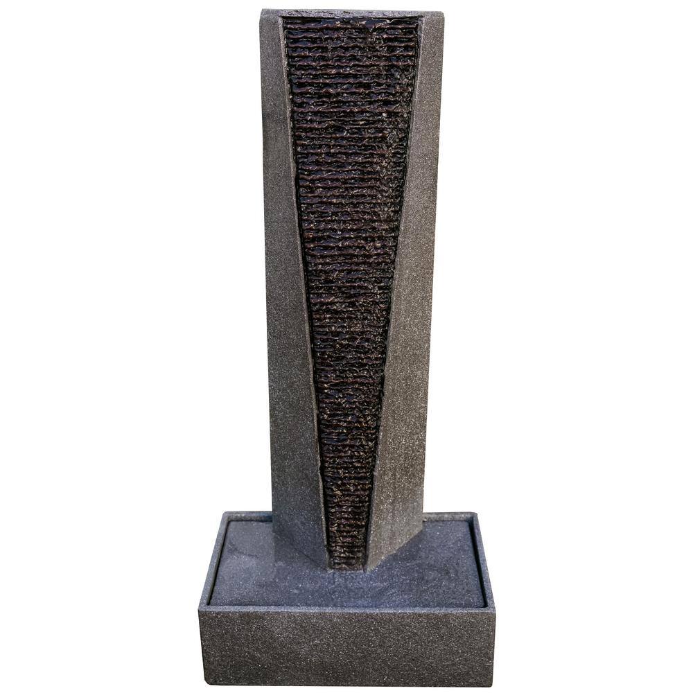 XBRAND 40 in. Tall Grey and Black Free Standing Waterfall Fountain with ...