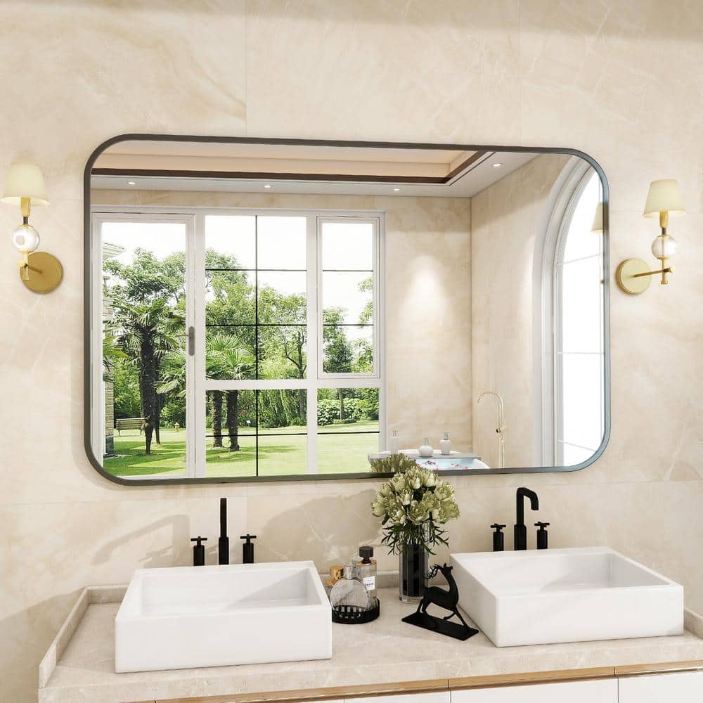 XRAMFY 30 in. W x 47 in. H Rectangular Modern Aluminum Alloy Framed ...