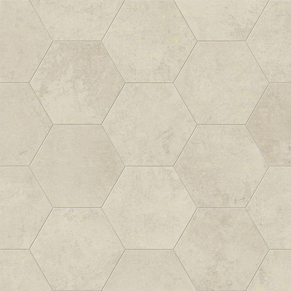 Corso Italia Hexagon 8.5 in. x 10 in. Ivory Matte Concrete Look ...