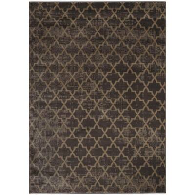 Pisa Brown 2 ft. x 8 ft. Contemporary Scroll Area Rug 1845/0043/BROWN ...
