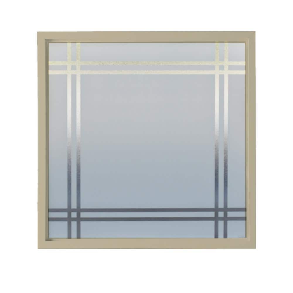 Hy-Lite 35.5 in. x 35.5 in. Prairie Silkscreened Decorative Glass Tan ...