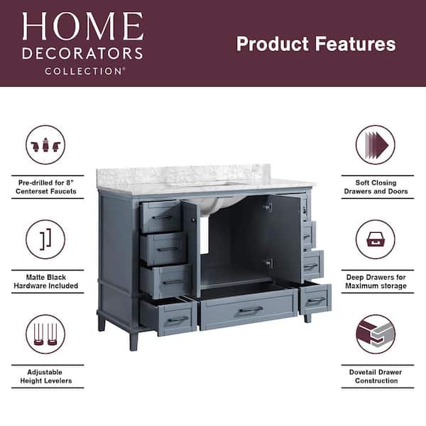 Home Decorators Collection Merryfield 49 in. Single Sink Dark Blue-Grey ...