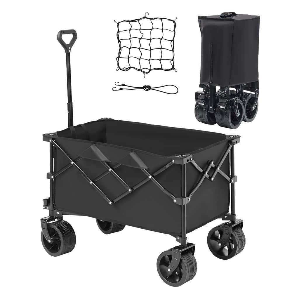 SKYSHALO Collapsible Folding Wagon, 6 cu. ft. Total Metal, Garden Cart 113 L Beach Wagon Cart ...
