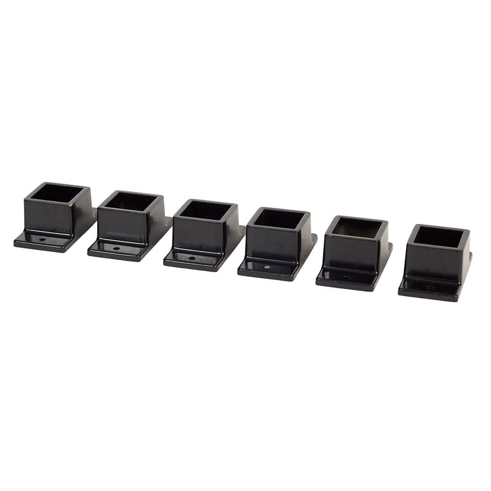 FORTRESS Athens Gloss Black Aluminum Fence Wall Mount Bracket (6-Pack ...