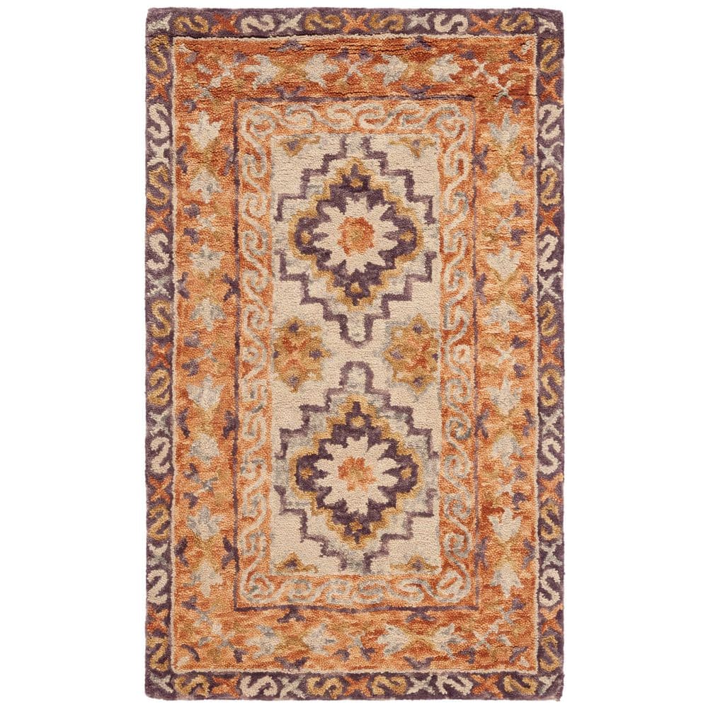 SAFAVIEH Aspen 4 ft. x 6 ft. Brown/Purple Geometric Medallion Area Rug APN127T-4 - The Home Depot