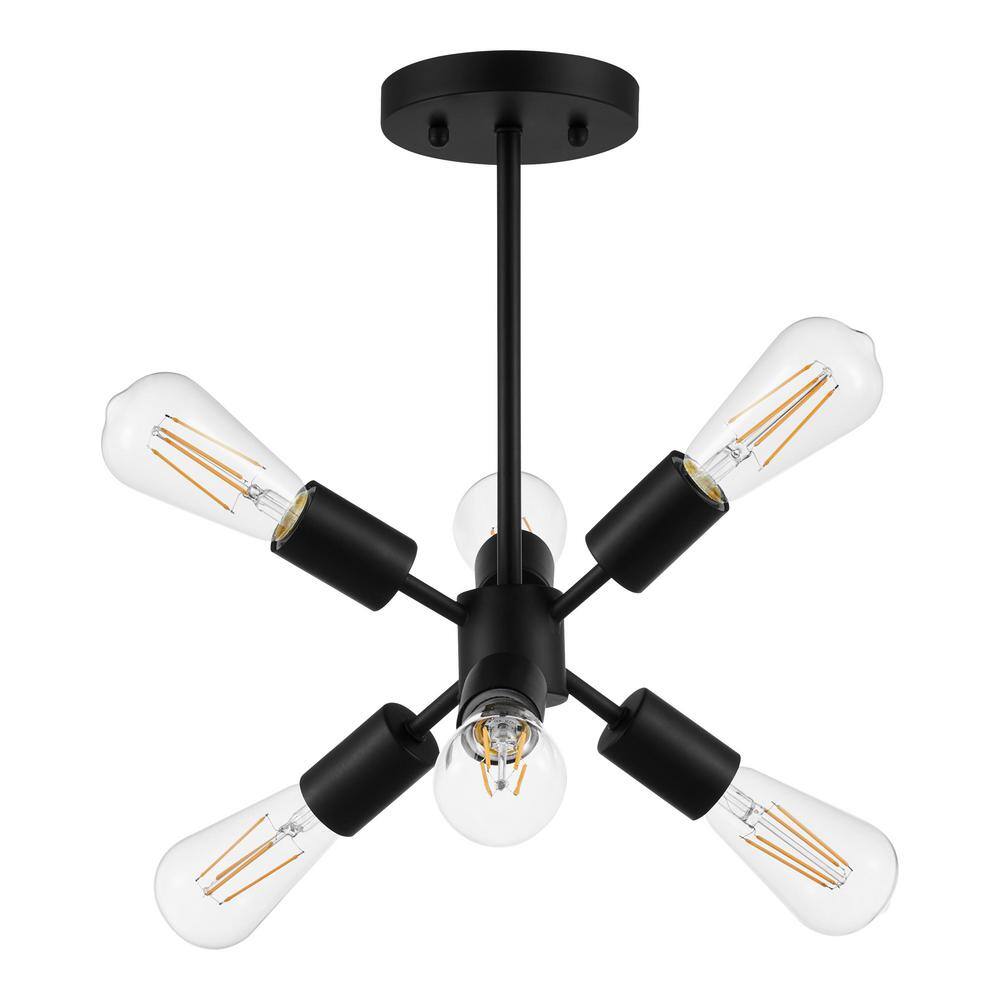Home Decorators Collection Leonie 16.25 in. 6-Light Matte Black Sputnik ...