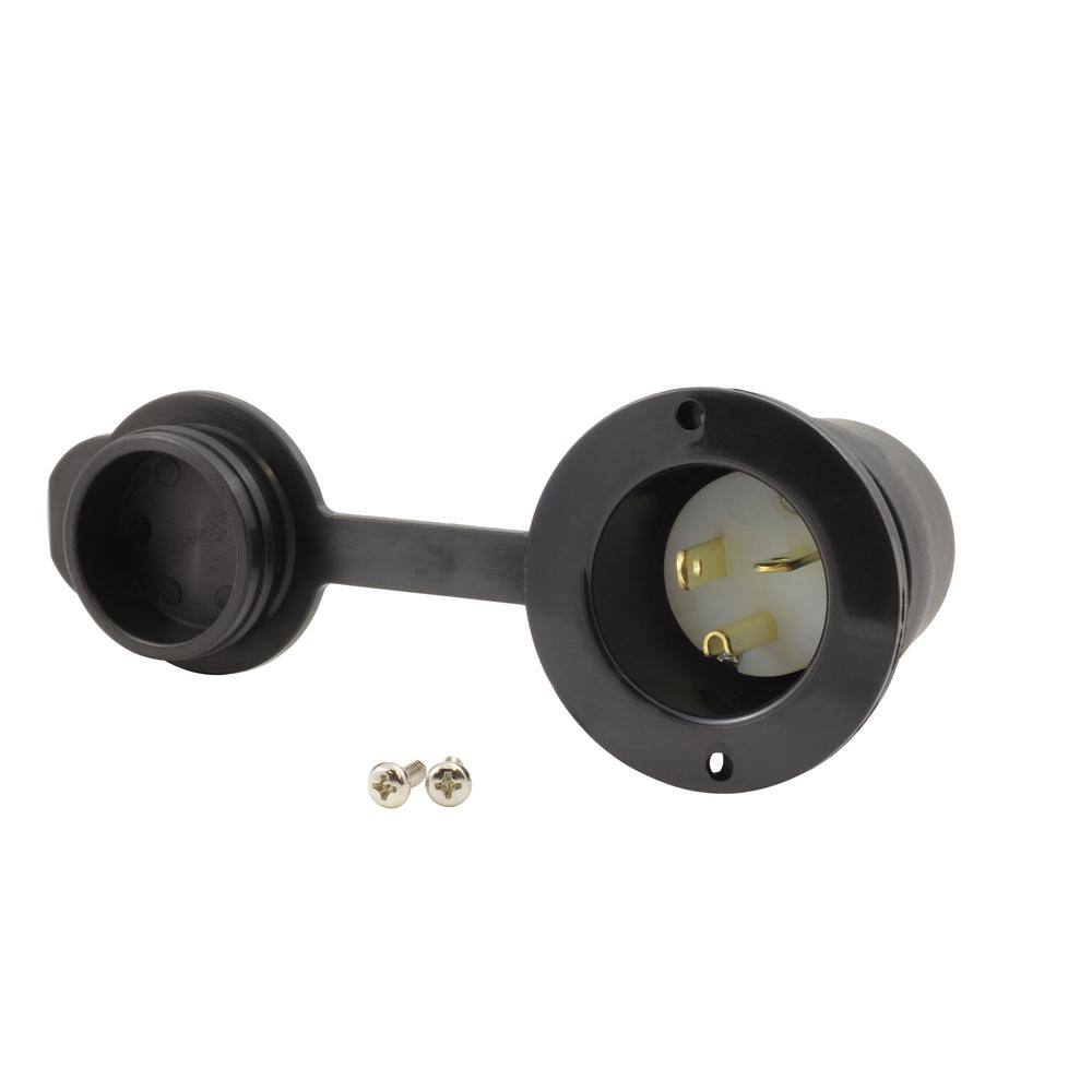 AC WORKS 20-Amp 125-Volt NEMA 5-20P Flanged Power Input Inlet with ...