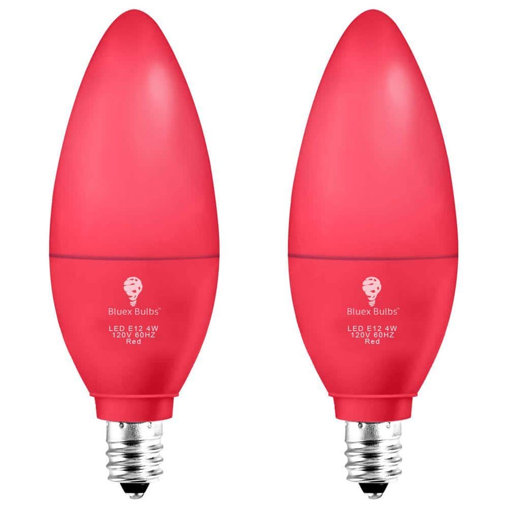 BLUEX BULBS 40-Watt Equivalent B11 Decorative LED Light Bulb in Red (2 ...