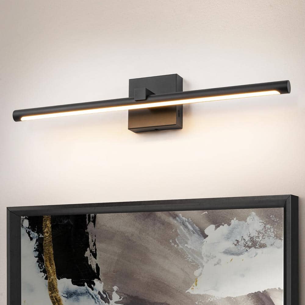 Rennnsan Chloe 23.6 in. 1-Light Black Linear Dimmable LED Vanity Light ...