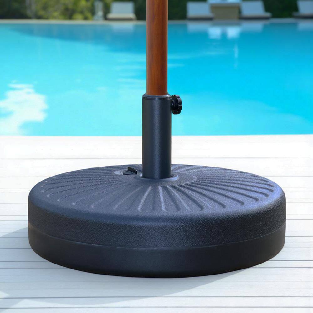 Maypex 46 lbs. Round Water Filled Plastic Patio Umbrella Base in Black ...