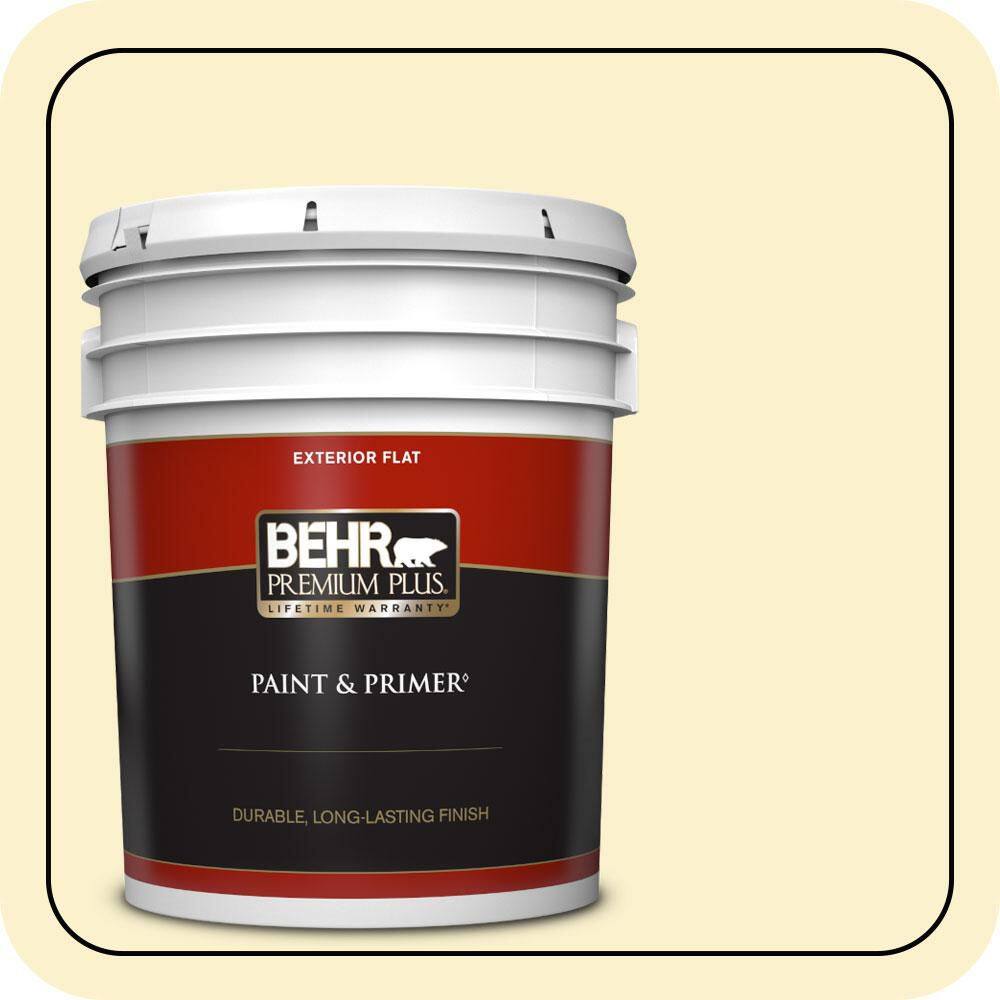 BEHR PREMIUM PLUS 5 gal. #370A-1 Moon Mist Flat Exterior Paint & Primer ...