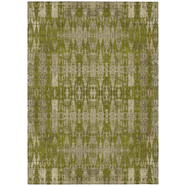 HomeRoots Olive Green, Taupe, Beige 9 ft. x 12 ft. Woven Moroccan ...