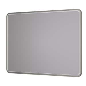 Keonjinn 40 in. x 30 in. Rectangle Brushed Gold Tempered Glass Beveled ...