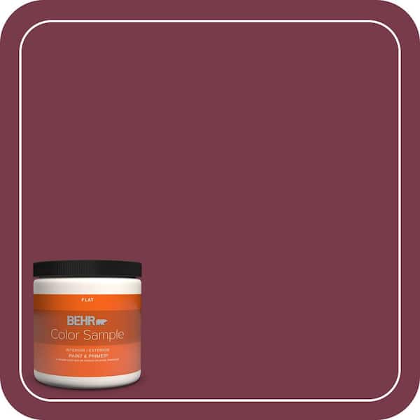 BEHR PREMIUM PLUS 8 oz. #BIC-51 July Ruby Flat Interior/Exterior Paint ...