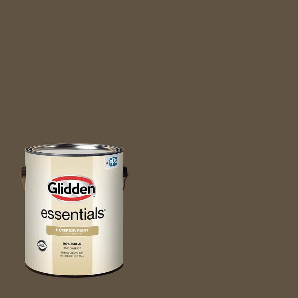 Glidden Essentials 1 gal. PPG1024-7 Friar's Brown Flat Exterior Paint ...
