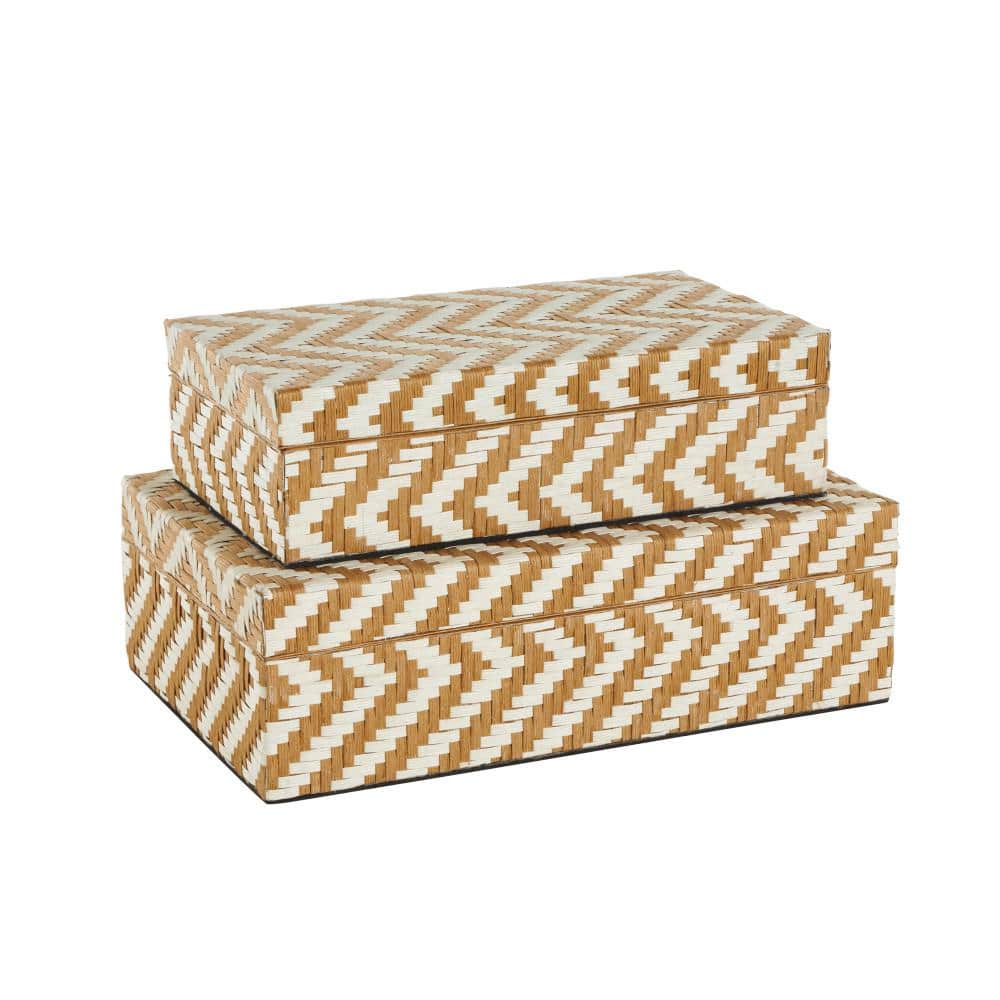 Litton Lane Rectangle Paper Handmade Woven Zig Zag Storage Geometric ...