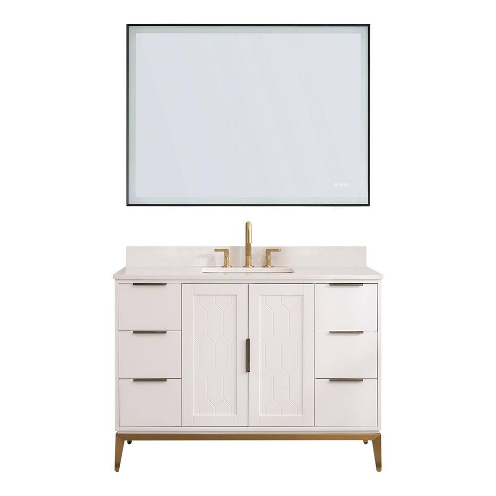 ANGELES HOME 48 in. W x 22 in. D x 35 in. H Solid Wood Bath Vanity in ...