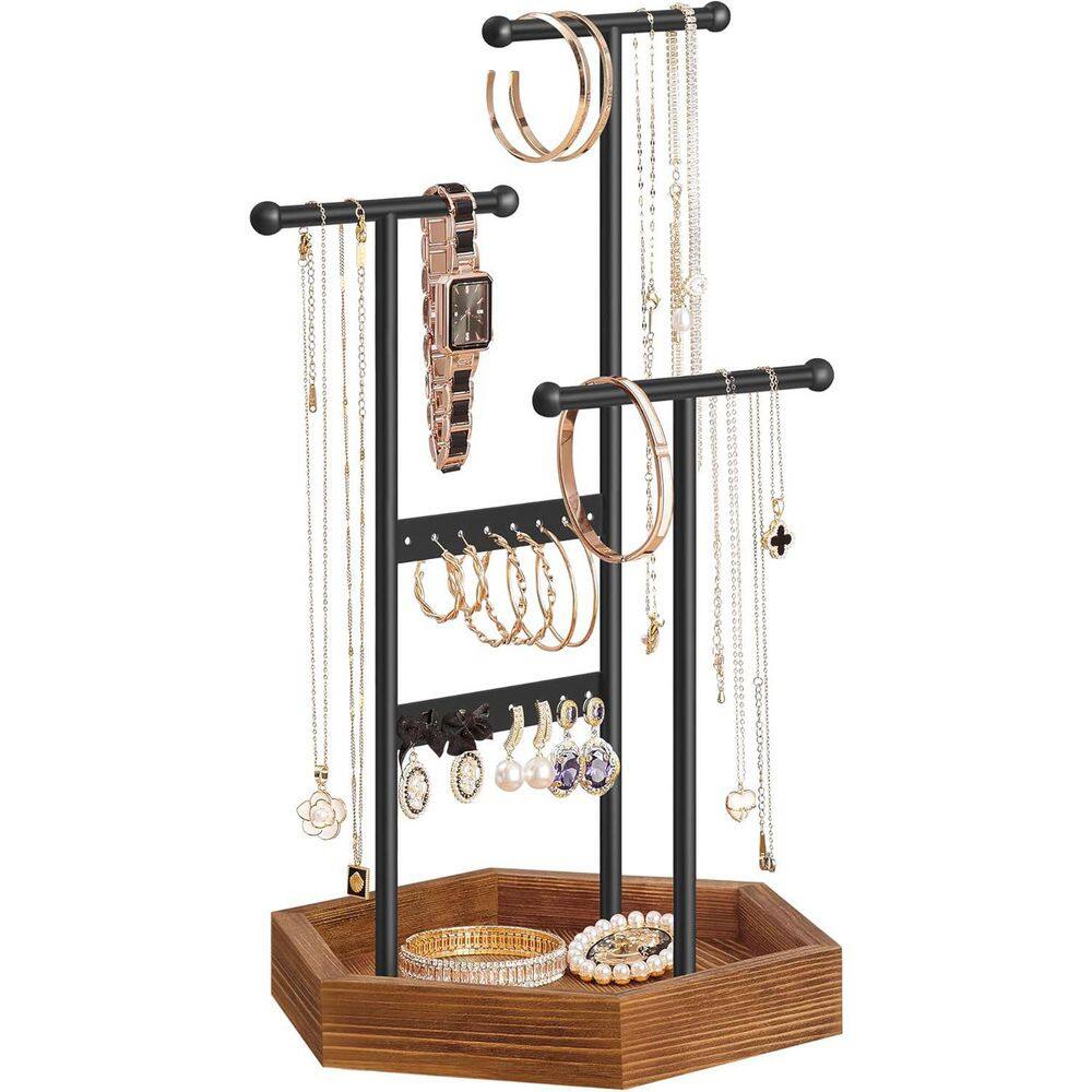 Black 8 in. x 14 in. Metal Modern Jewelry Display Stand Z07RGCWCZ8 ...