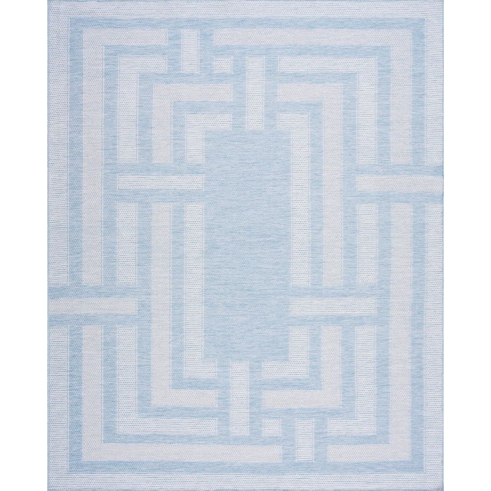 Tayse Rugs Bailey Aqua 5 ft. x 7 ft. Transitional Geometric Flat Weave ...