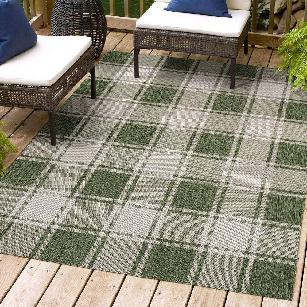 JONATHAN Y Sabine Traditional Farmhouse Bold Gingham Green/Cream 4 ft ...