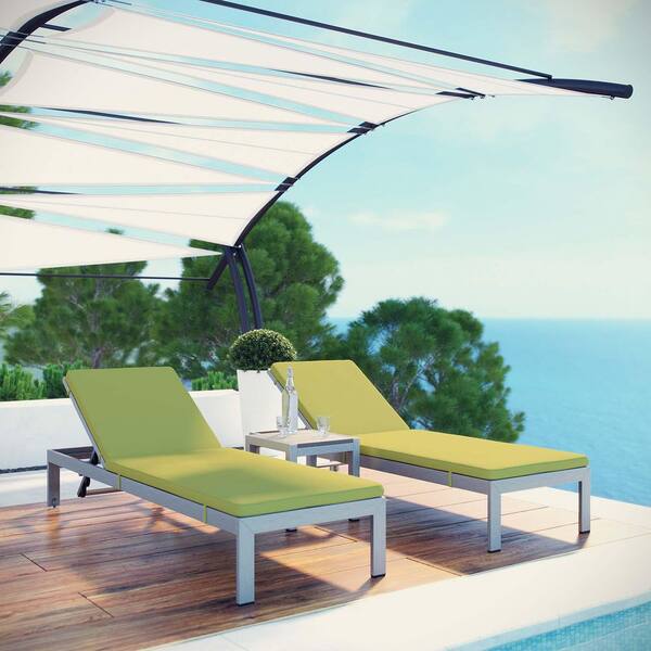 MODWAY Shore Aluminum Outdoor Patio 2-Poolside Chaise Lounge Chairs ...