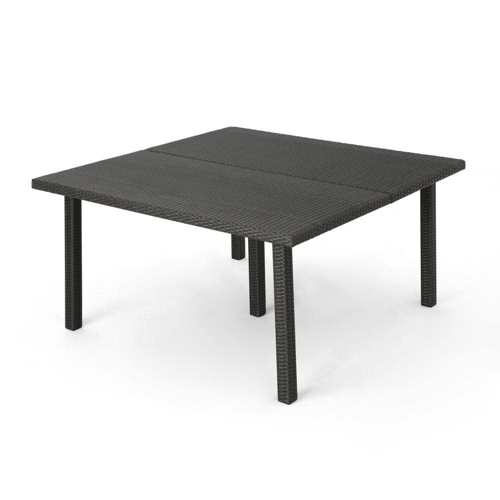 Clihome 64 in. Gray Rattan Rectangular Outdoor Dining Table CL-Ni-62333 ...