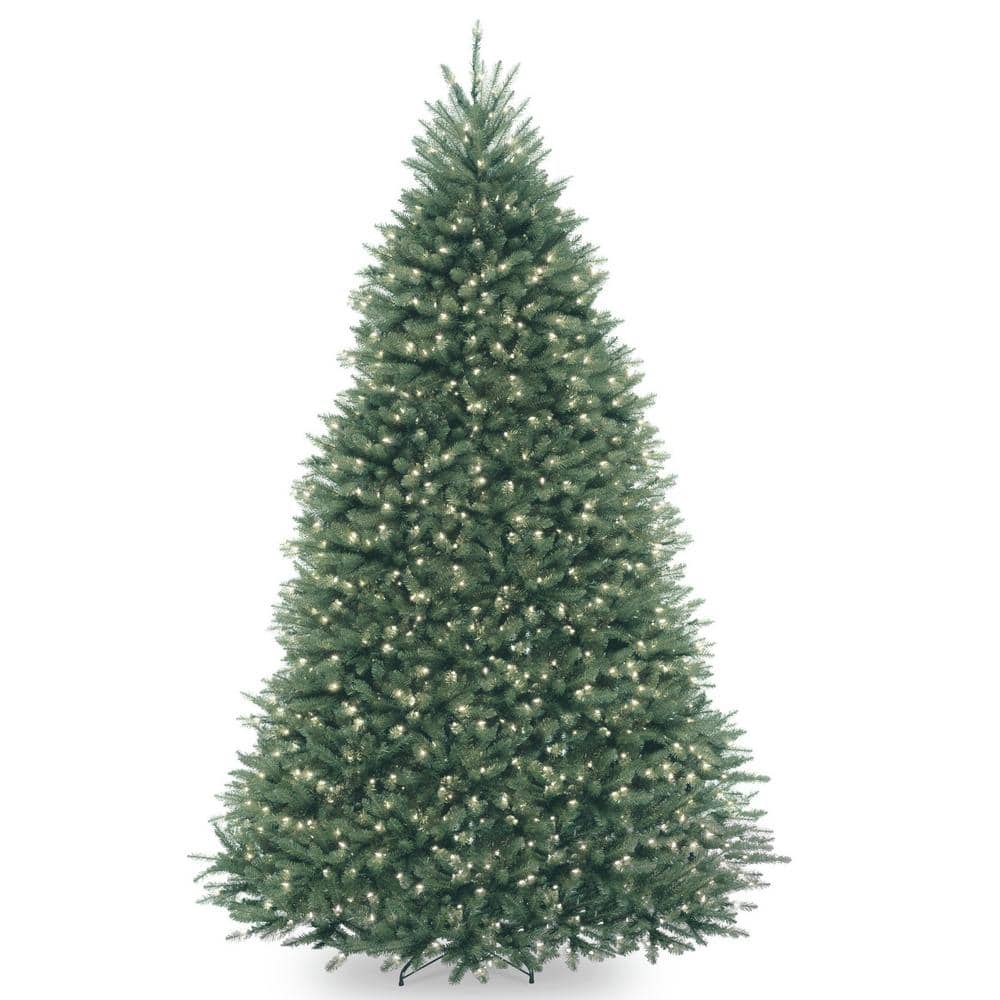 National Tree Company 9 ft. Dunhill Blue Fir Hinged Tree with Clear ...