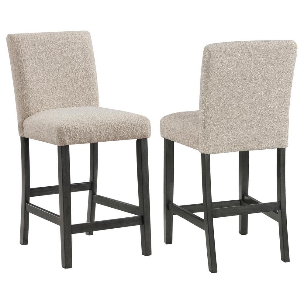 Coaster Alba Beige and Charcoal Gray Boucle Upholstered Counter Height ...