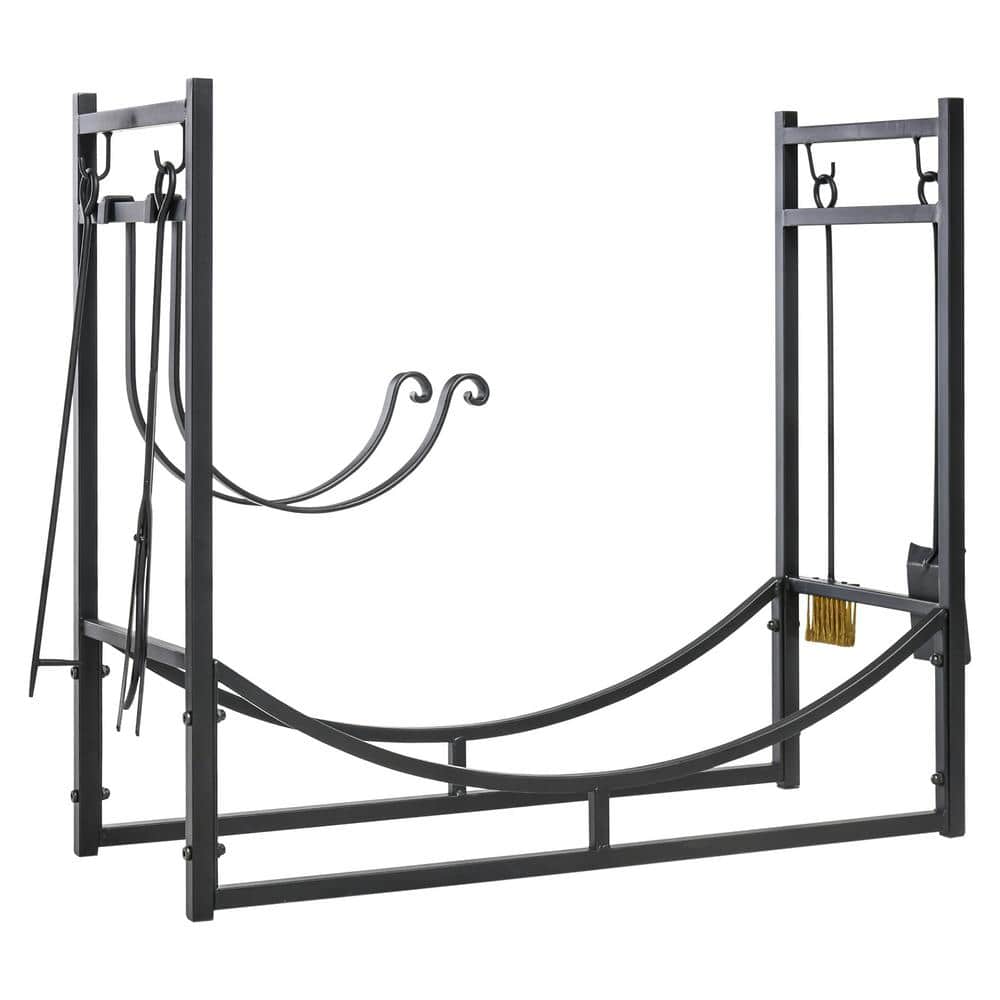 Huluwat 13 in. 2 Tiers Heavy-Duty Curved Bottom Black Metal Indoor ...