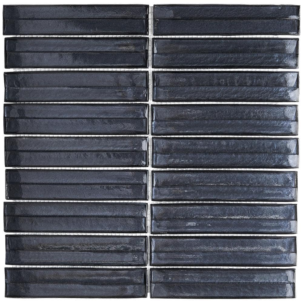 Ivy Hill Tile Tara Iron 4 in. x 0.26 Stacked Glass Mosaic Tile Sample ...