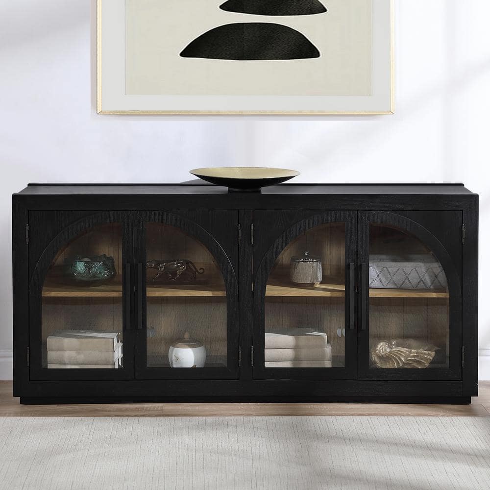 Black Sideboard With Glass Doors