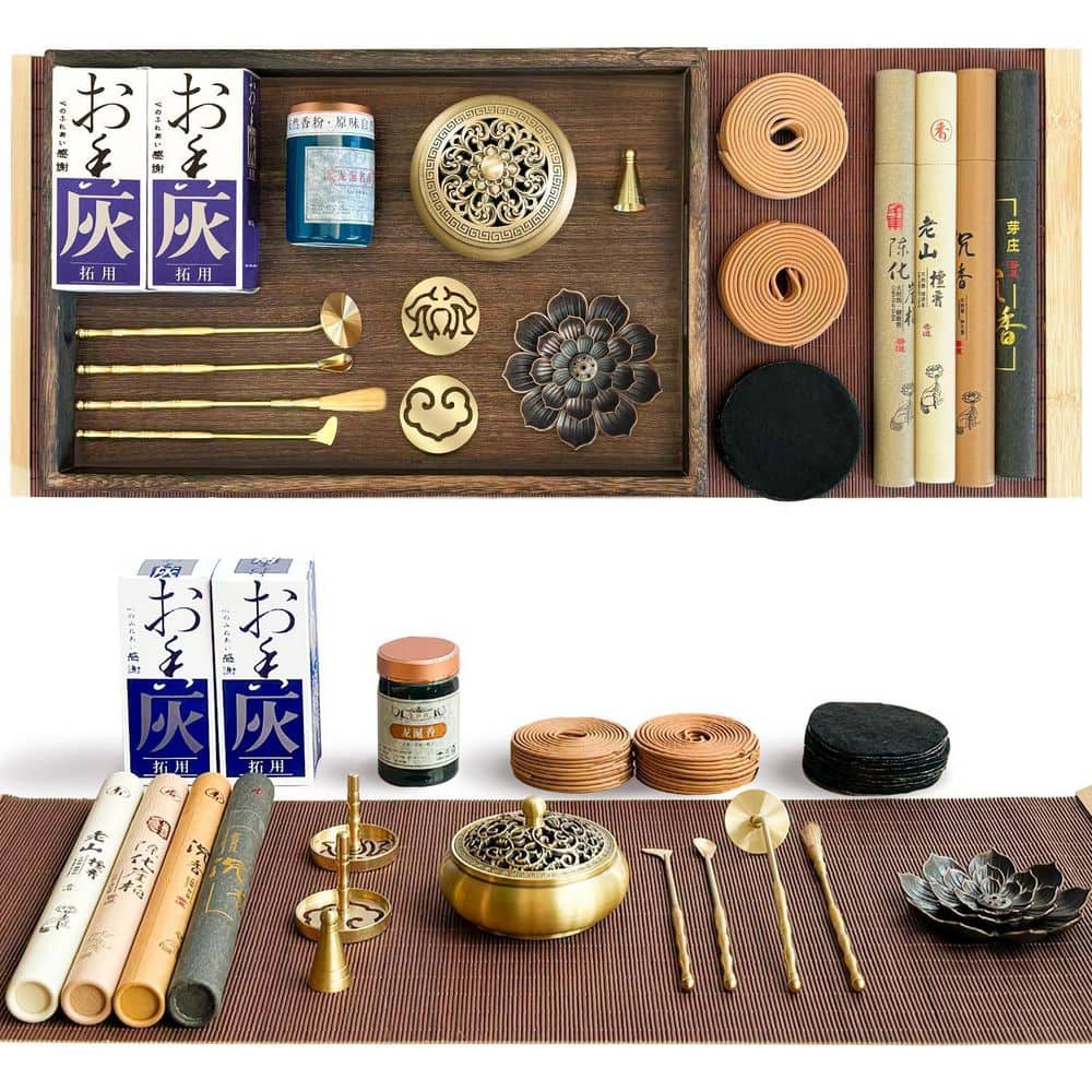 Afoxsos 29-Piece Brass Incense Burner Kit with Accessories for ...