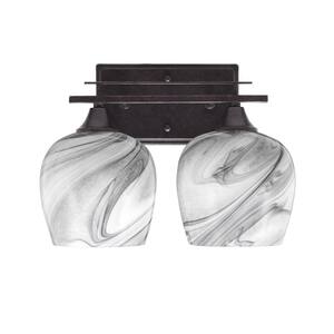 Ontario 11 in. 2-Light Vanity Light Dark Granite Square Onyx Swirl ...