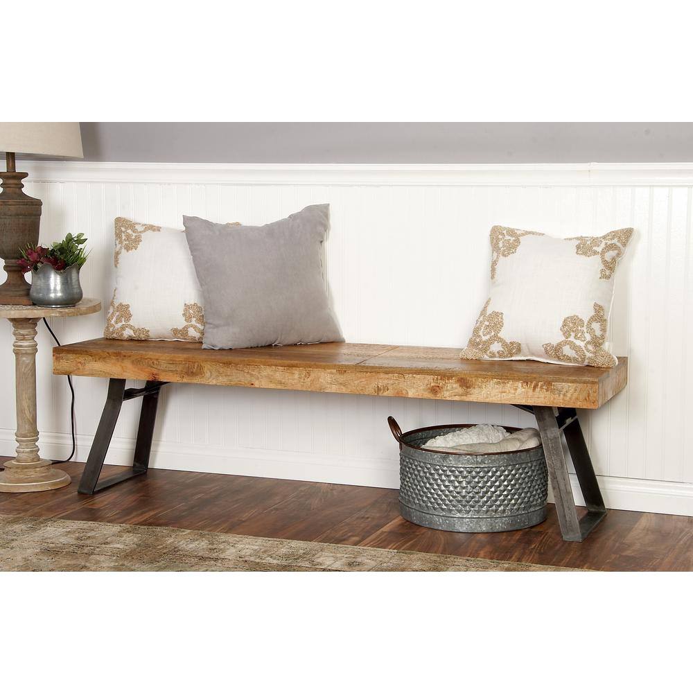 Litton Lane Light Brown Bench 18 in. X 63 in. X 16 in. 28745 - The Home ...