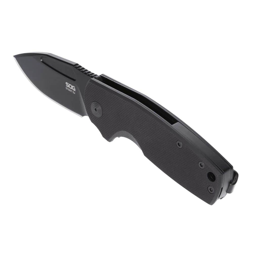 SOG Steel Blade Microtextured Handle Pocket Knife in Black SOG-16-03-02 ...