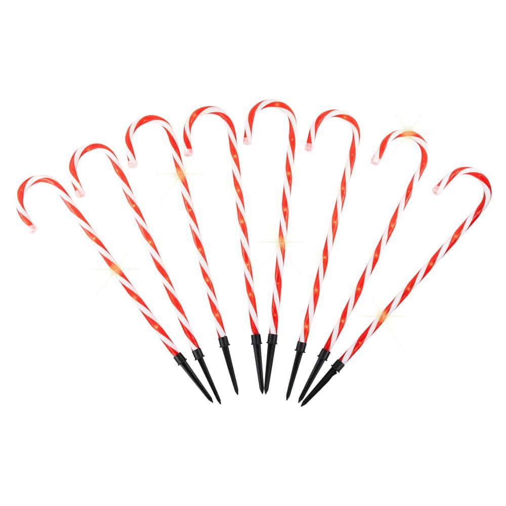 Northlight 8-Count Textured Candy Cane Christmas Pathway Lights Lawn ...