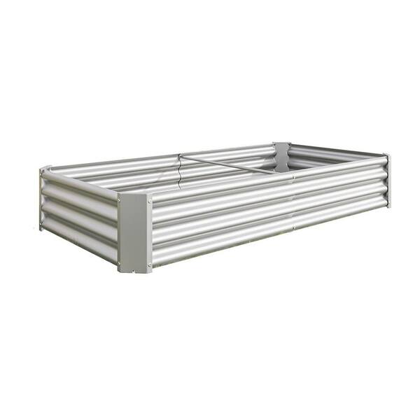 CASTNOO 6x3x1ft Silver Metal Rectangular Raised Garden Bed, Outdoor ...