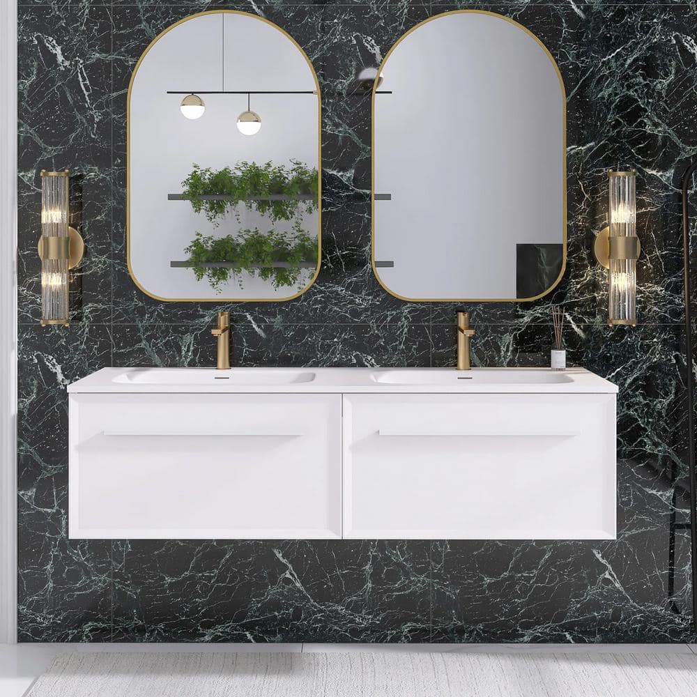 JimsMaison 60 in. W x 18 in. D x 17 in. H Double Sink Floating Bath ...