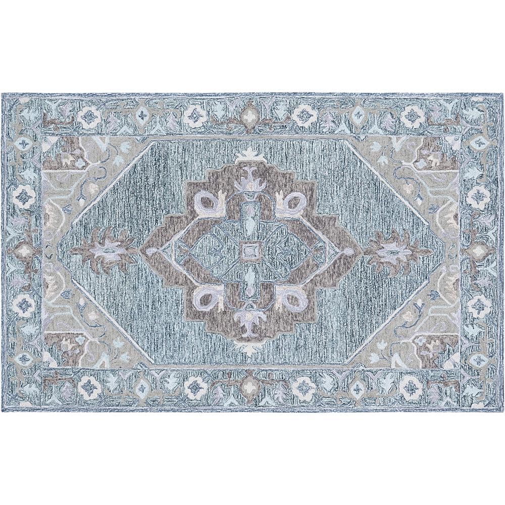 CREATIVE RUGS DECOR LLC D1698 Steal Blue 5 ft. x 8 ft. Hand Tufted ...