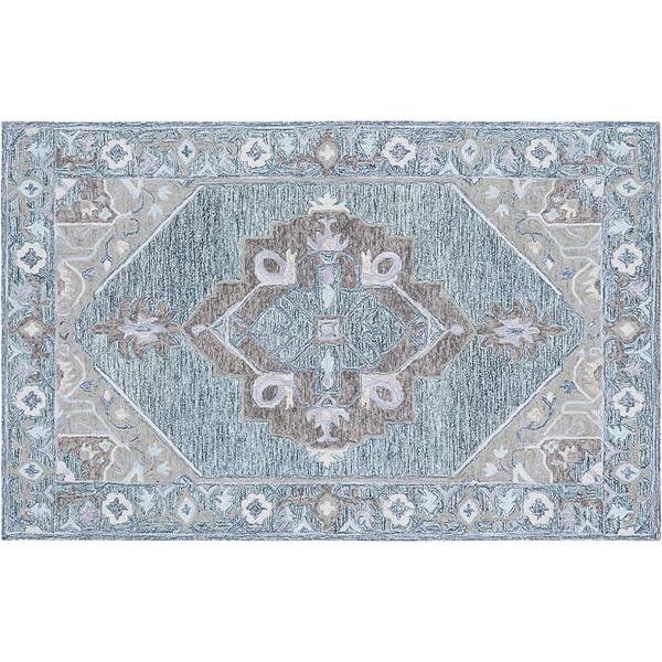CREATIVE RUGS DECOR LLC D1698 Steal Blue 5 ft. x 8 ft. Hand Tufted ...