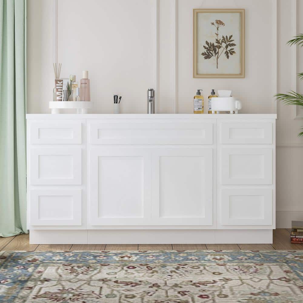 Vanity Art 60 in. W x 21 in. D x 32.5 in. H Bath Vanity Cabinet without Top in White VA4015-3W ...