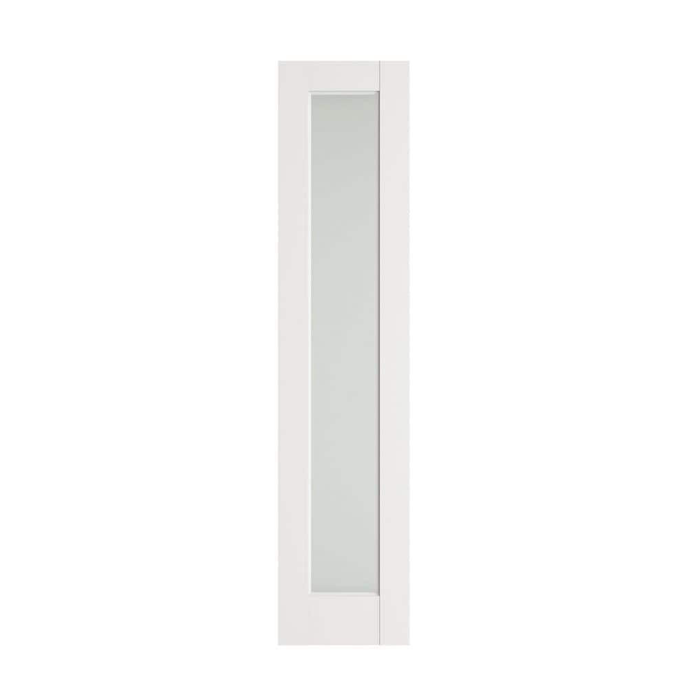 GOLDENPOLEY 18 in. x 80 in. Full Lite Solid Core Frosted Glass White ...